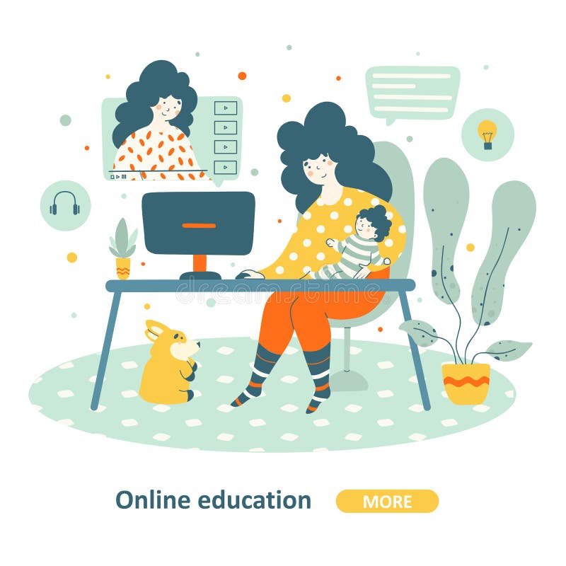 Online Education, Training Course Cartoon Flat Vector Illustration ...