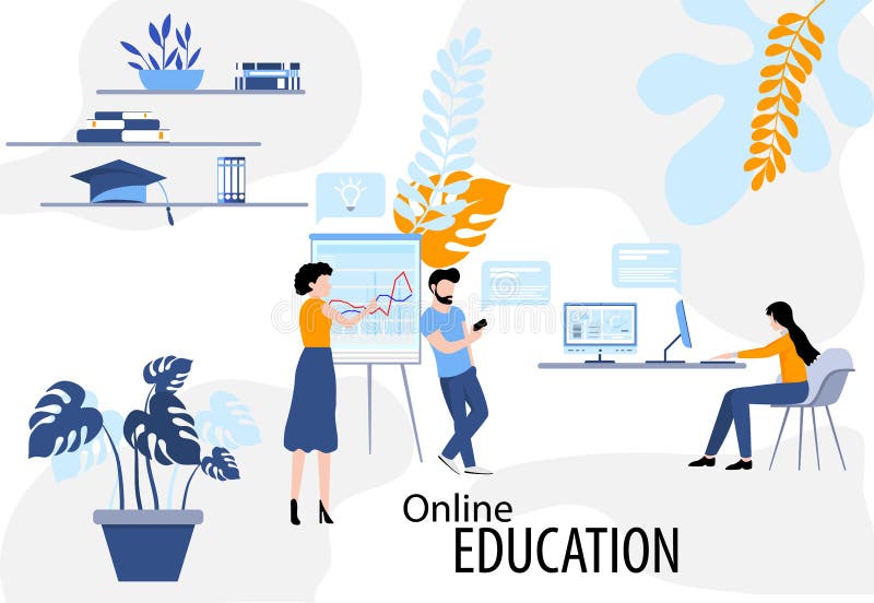 Online Education Training and Courses Learning Creative Idea. Stock ...