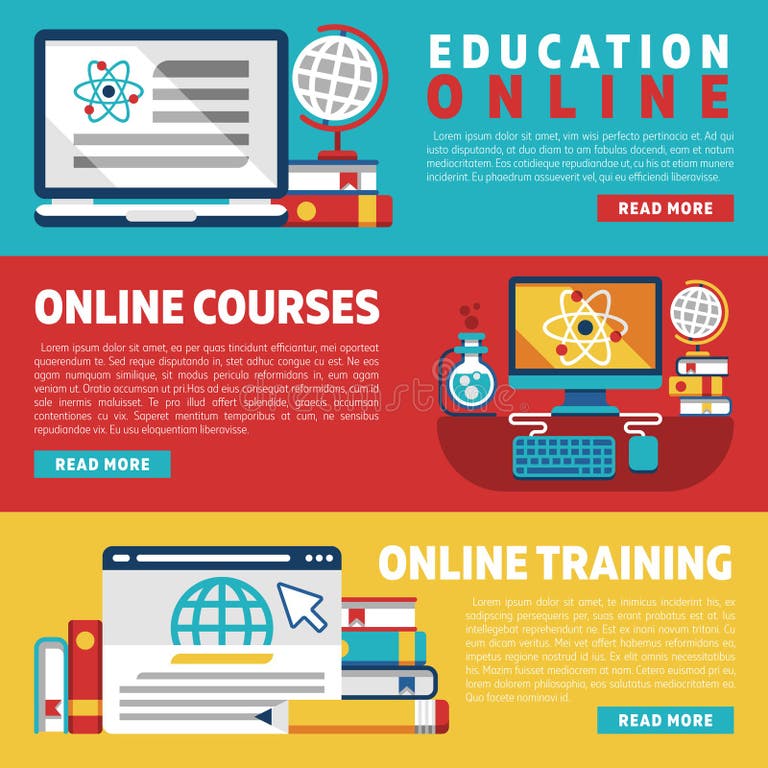 Online Education Training Courses or Webinars Banners Stock Vector ...