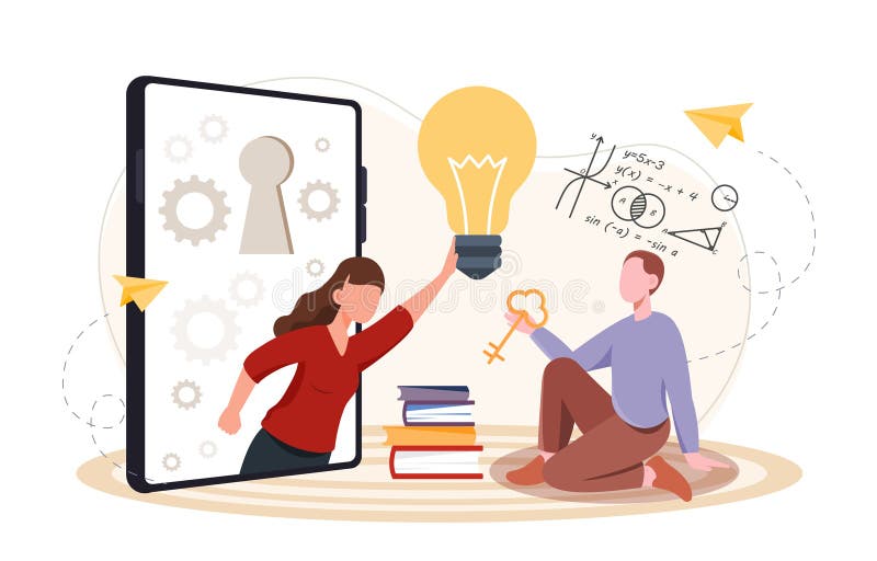 Online Education Unlocking Knowledge. Vector Illustration Stock ...