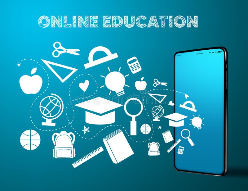 Online Education Vector Banner Design. Online Education Text with ...
