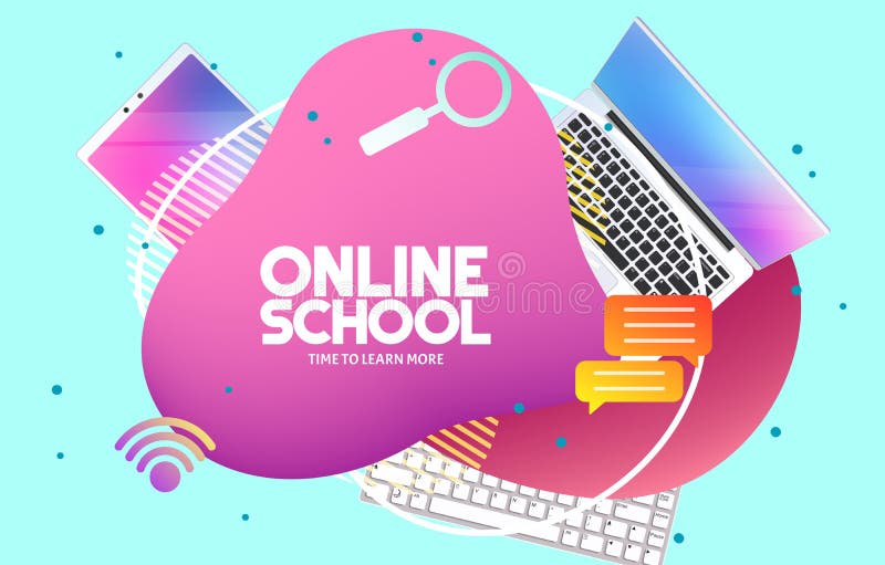 Online Education Vector Concept Design. Online School Text with ...