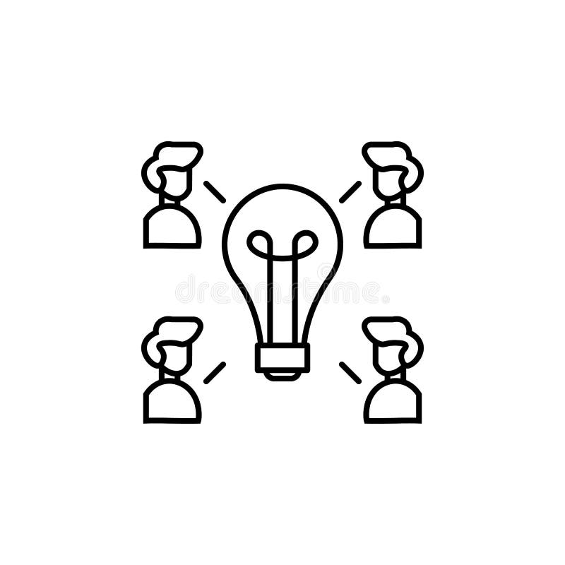Online Education Vector Icon. Group of People and Blub, Lamp Vector ...