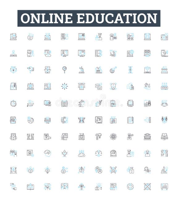 Online Education Vector Line Icons Set. Elearning, Distance, Courses ...