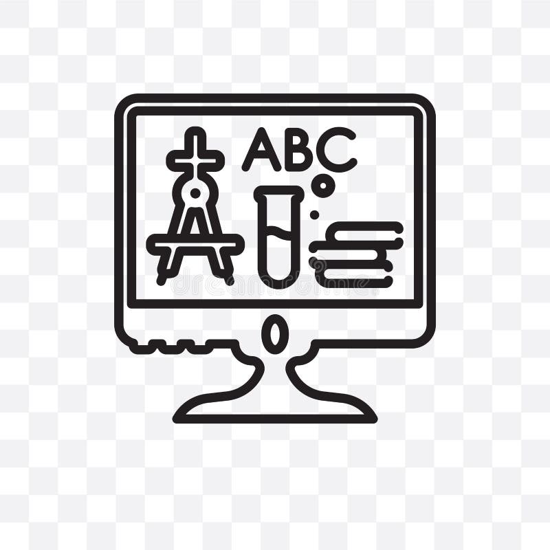 Online Education Vector Linear Icon Isolated on Transparent Background ...