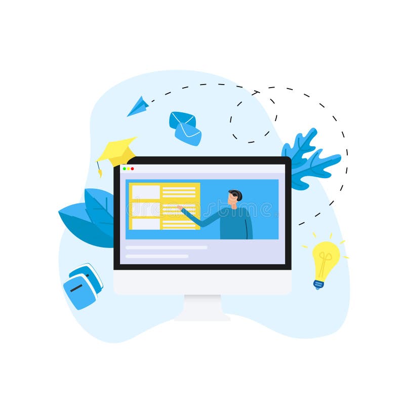 Online Education or Web Course in Desktop Monitor with Distance Teacher ...