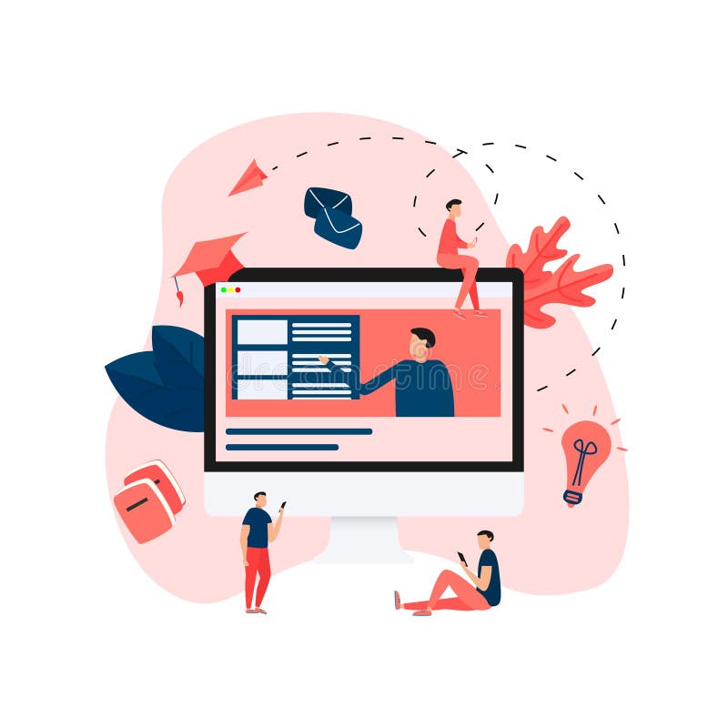 Online Education or Web Course in Desktop Monitor with Distance Teacher ...