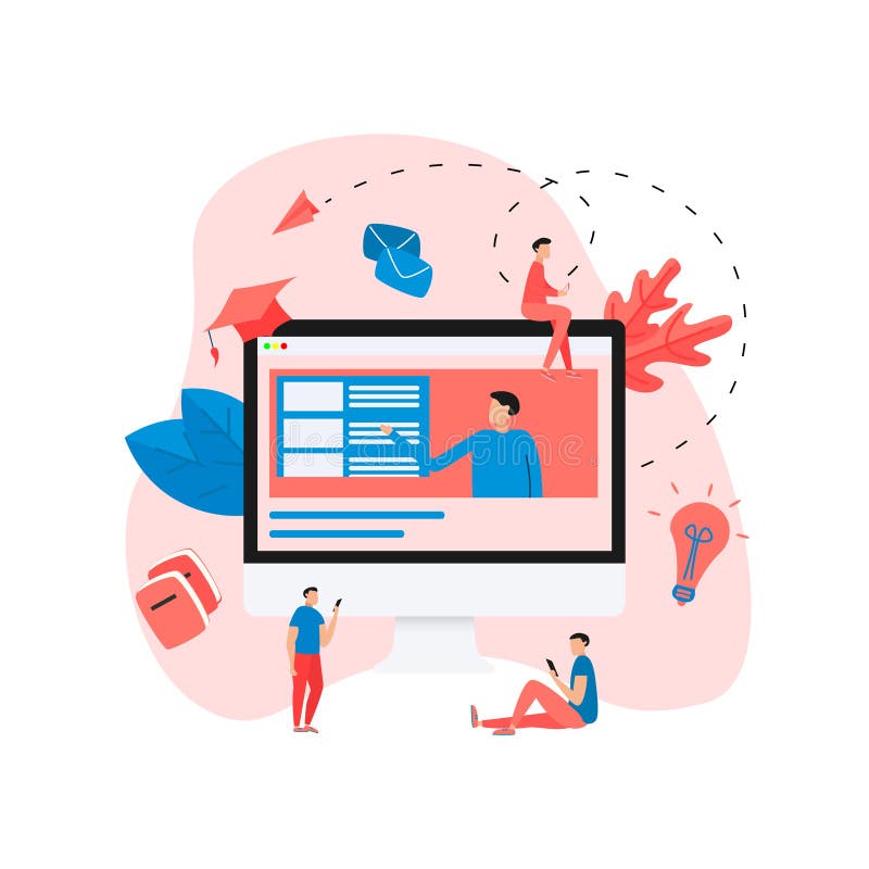 Online Education or Web Course in Desktop Monitor with Distance Teacher ...