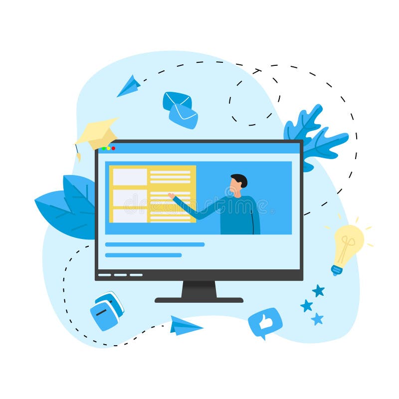 Online Education or Web Course with Distance Teacher. E-learning ...