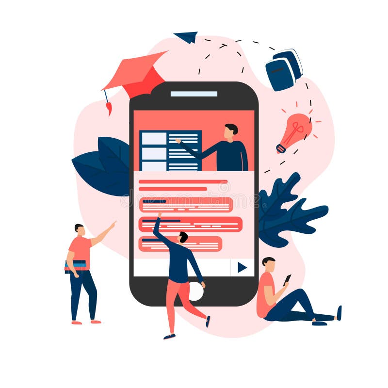 Online Education or Web Course in Mobile Monitor with Distance Teacher ...