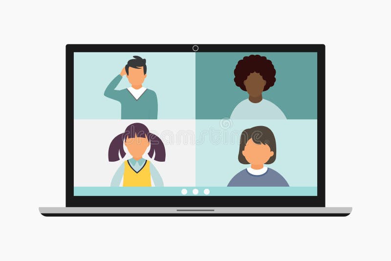 Online Education. Zoom School Stock Illustration - Illustration of ...