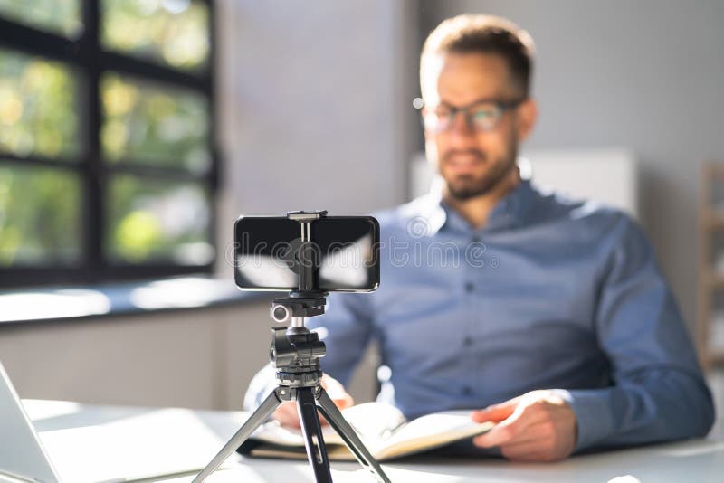 Online Elearning Video Conference Stock Photo - Image of couch, phone ...