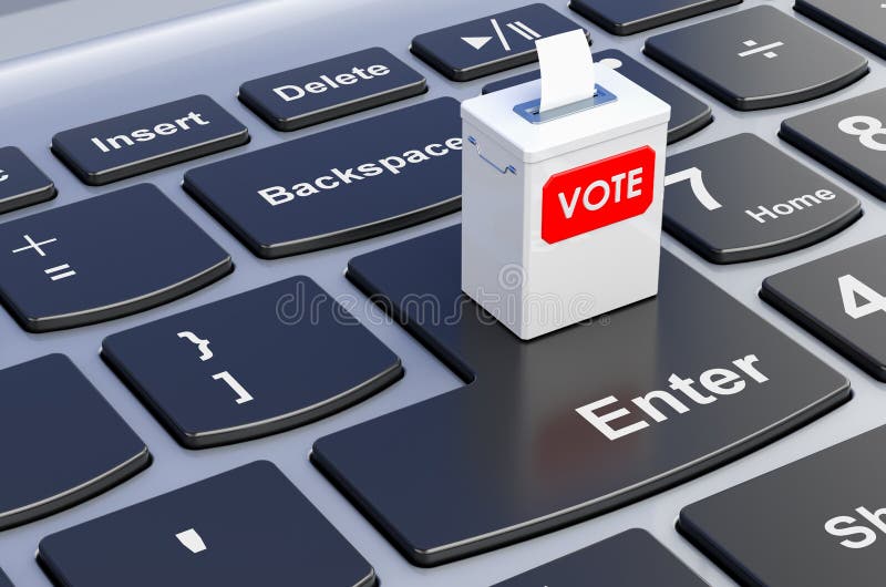 Online Election, Online Voting Concept. Ballot Box on Laptop Keyboard ...