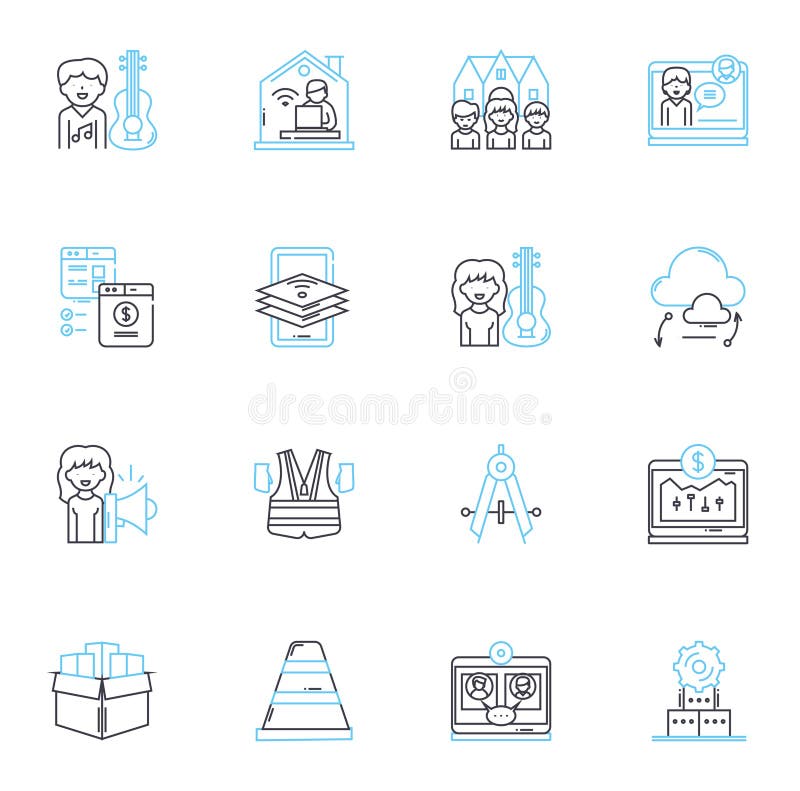 Online Enterprise Linear Icons Set. E-commerce, Digital, Platform, Web ...
