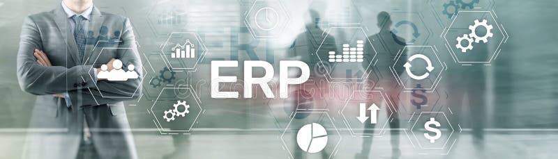 Online ERP System Concept on Abstract Business Mixed Media Background ...