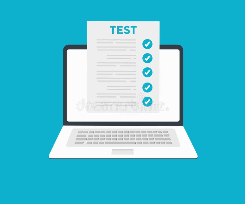Online Exam, Checklist and Online Testing on Laptop Screen Vector ...