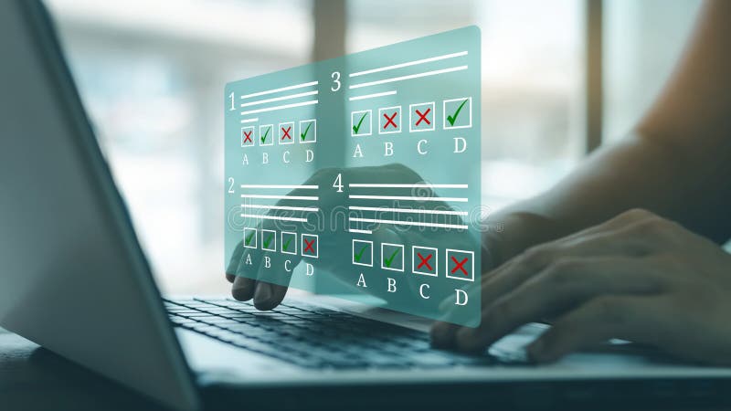 Online Exam Concept, Choose Correct Answer in Test. Checklist and ...