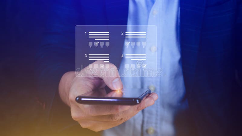 Online Exam Concept, Choose Correct Answer in Test. Checklist and ...