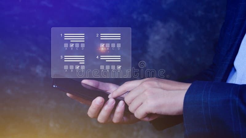 Online Exam Concept, Choose Correct Answer in Test. Checklist and ...