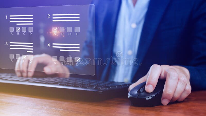 Online Exam Concept, Choose Correct Answer in Test. Checklist and ...