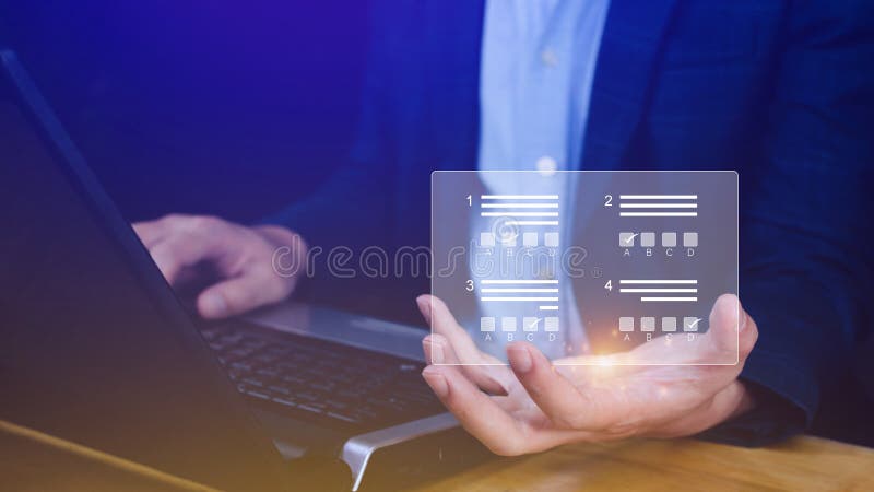 Online Exam Concept, Choose Correct Answer in Test. Checklist and ...