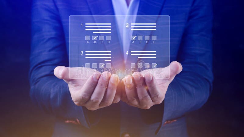 Online Exam Concept, Choose Correct Answer in Test. Checklist and ...