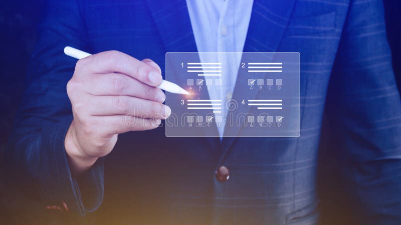 Online Exam Concept, Choose Correct Answer in Test. Checklist and ...