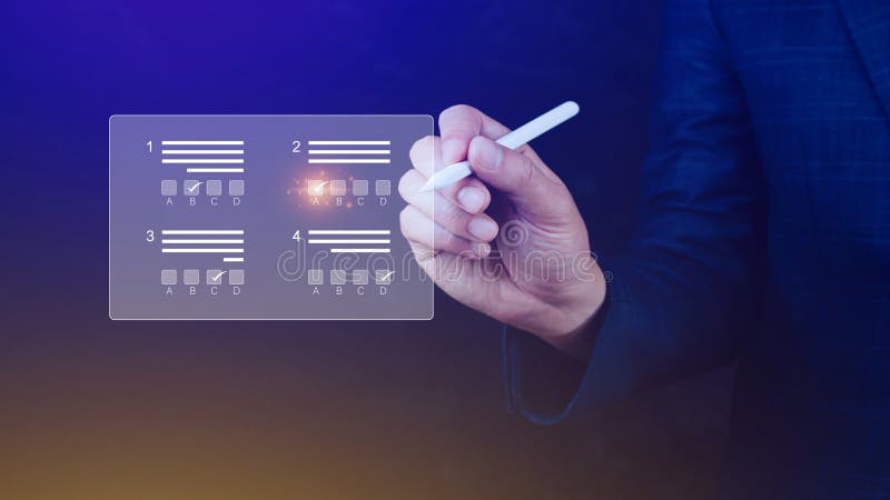 Online Exam Concept, Choose Correct Answer in Test. Checklist and ...