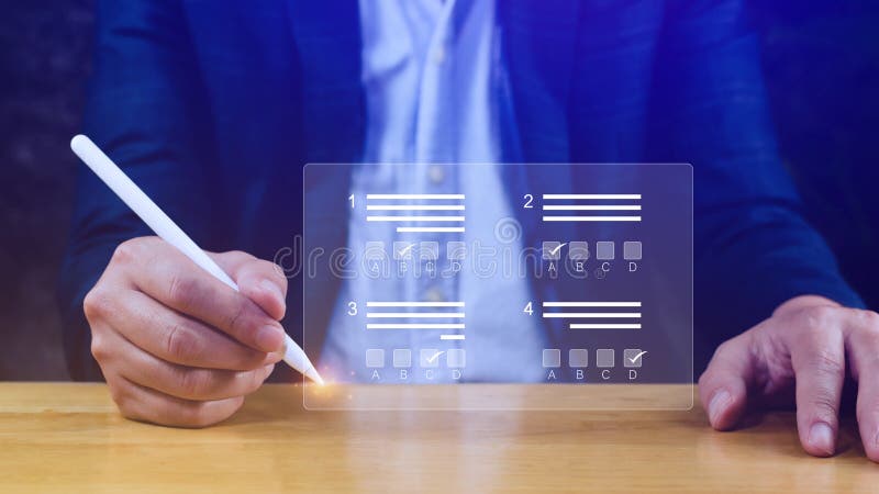 Online Exam Concept, Choose Correct Answer in Test. Checklist and ...
