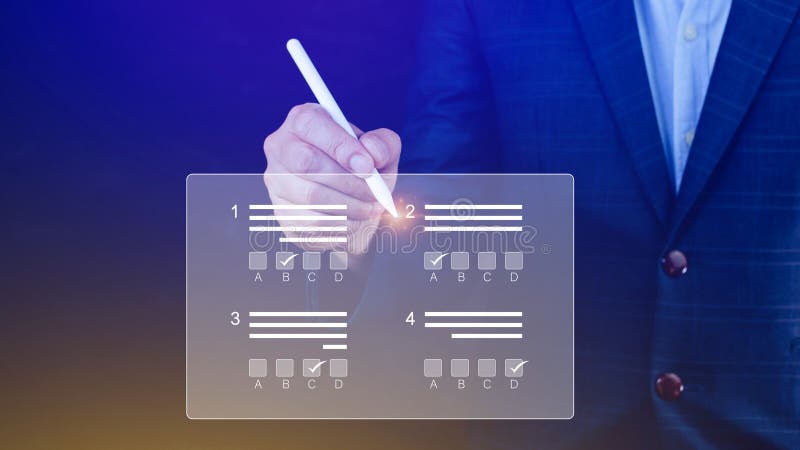Online Exam Concept, Choose Correct Answer in Test. Checklist and ...