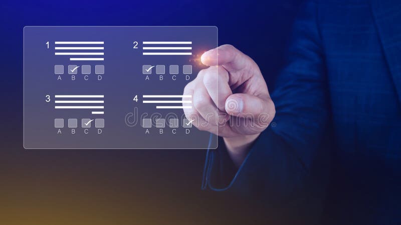 Online Exam Concept, Choose Correct Answer in Test. Checklist and ...