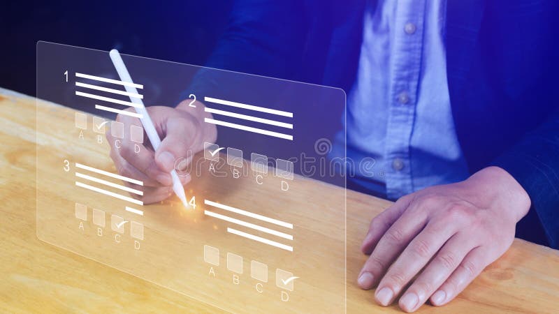 Online Exam Concept, Choose Correct Answer in Test. Checklist and ...