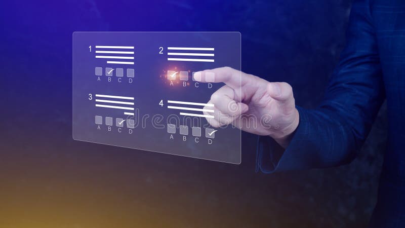 Online Exam Concept, Choose Correct Answer in Test. Checklist and ...