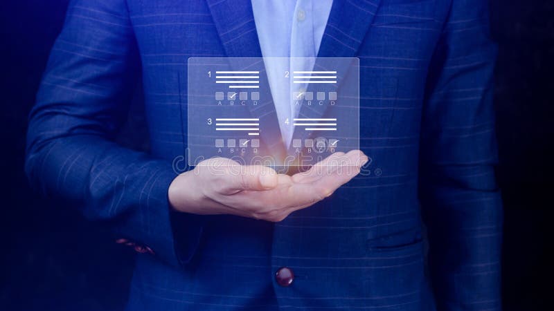 Online Exam Concept, Choose Correct Answer in Test. Checklist and ...