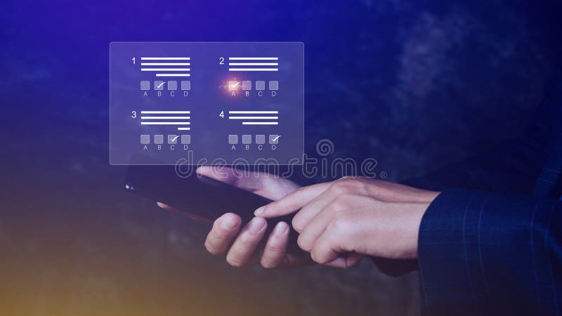 Online Exam Concept, Choose Correct Answer in Test. Checklist and ...