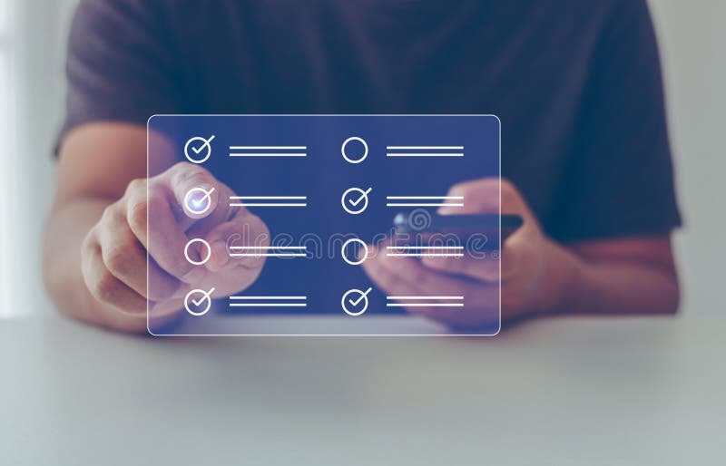 Online Exam Concept, Choose Correct Answer in Test. Checklist and ...