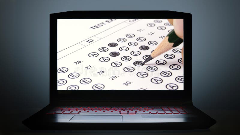 Online Exam Concept Photo Via Computer. Stock Photo - Image of ...