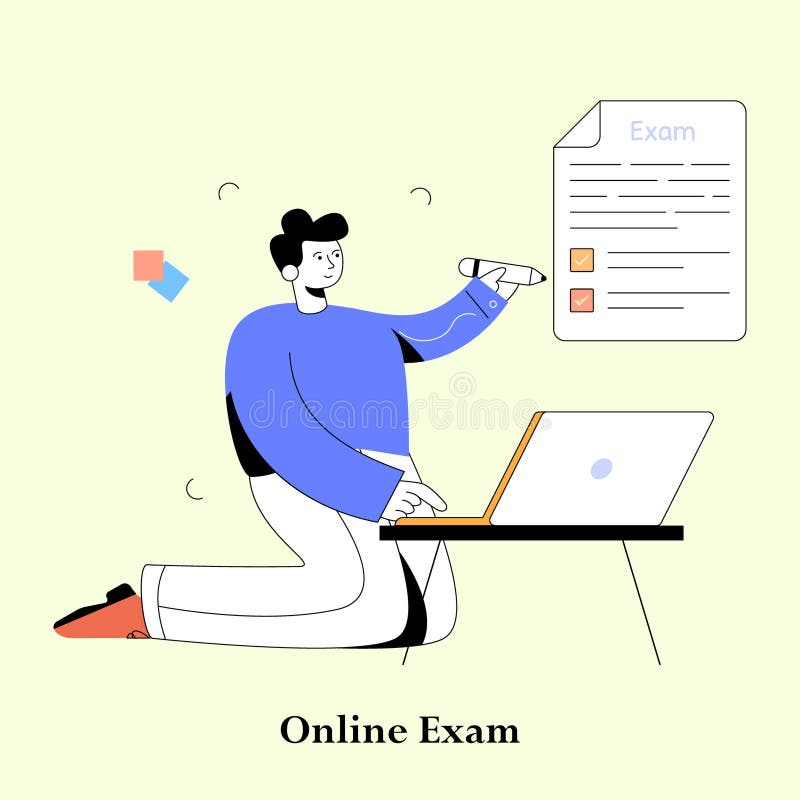 Online Exam: Digital Assessment and Remote Learning Stock Vector ...