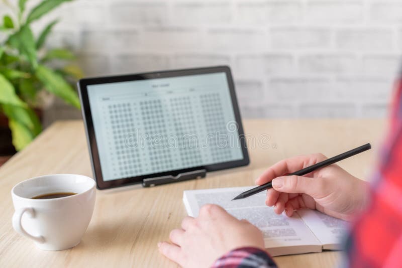 Online Exam. Girl Student Testing Exercise. Examination Test on the ...