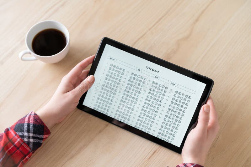 Online Exam. Girl Student Testing Exercise. Examination Test on the ...