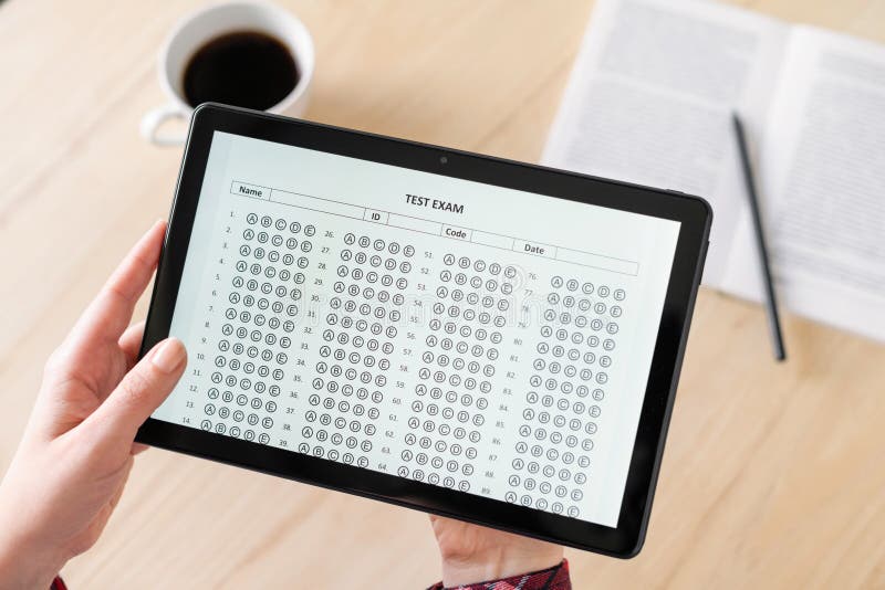 Online Exam. Girl Student Testing Exercise. Examination Test on the ...