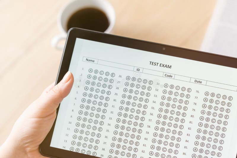 Online Exam. Girl Student Testing Exercise. Examination Test on the ...