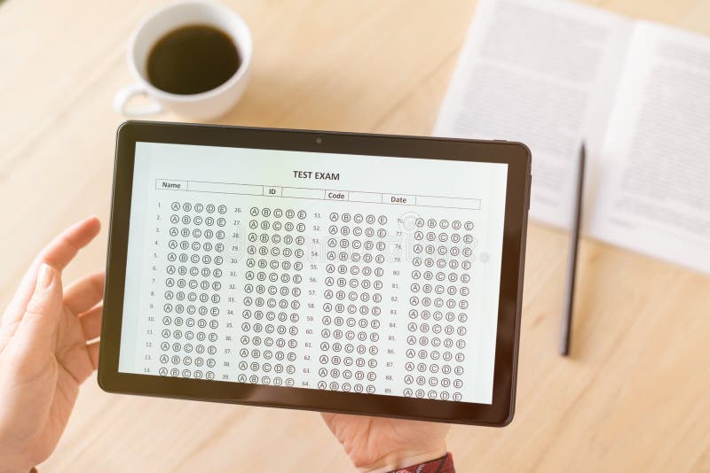 Online Exam. Girl Student Testing Exercise. Examination Test on the ...