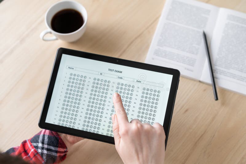 Online Exam. Girl Student Testing Exercise. Examination Test on the ...