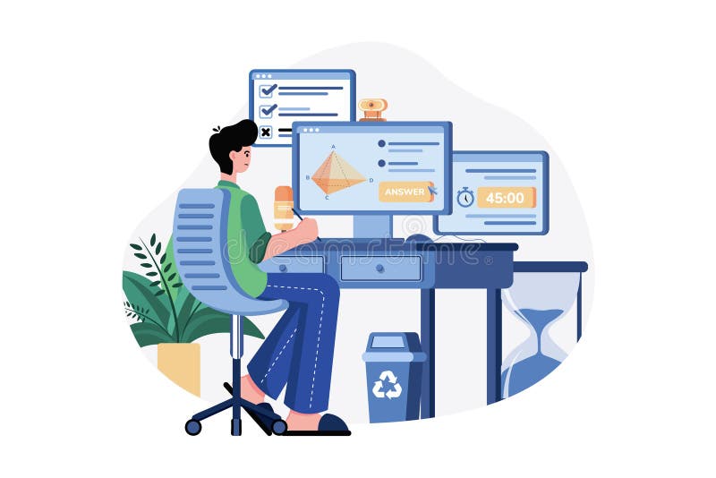 Online Exam Illustration Concept. a Flat Illustration Isolated on White ...