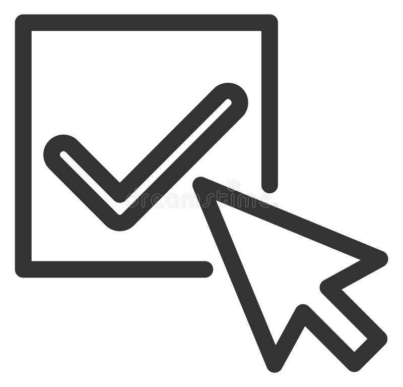 Online Exam Line Icon. Check Mark with Arrow Cursor Stock Vector ...