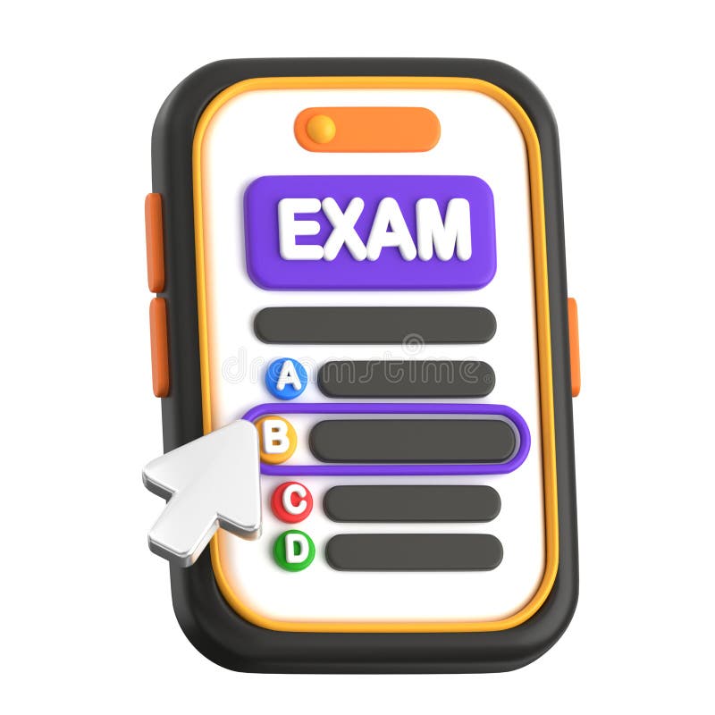 Online Exam on Phone Screen 3D Illustration Stock Illustration ...