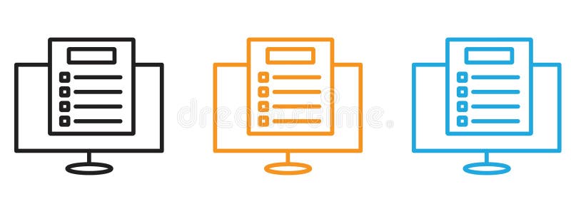 Online Exam Test Icon Thin Line Illustration Set Stock Vector ...