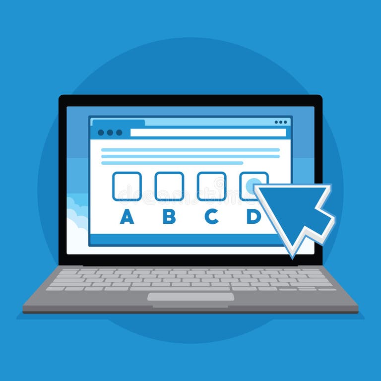 Online Exam Test with Laptop Illustration Stock Vector - Illustration ...