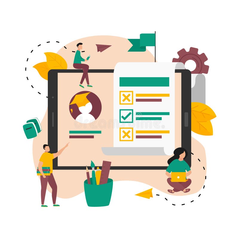 Online Exam or Testing in School or University. Modern Gadget with ...